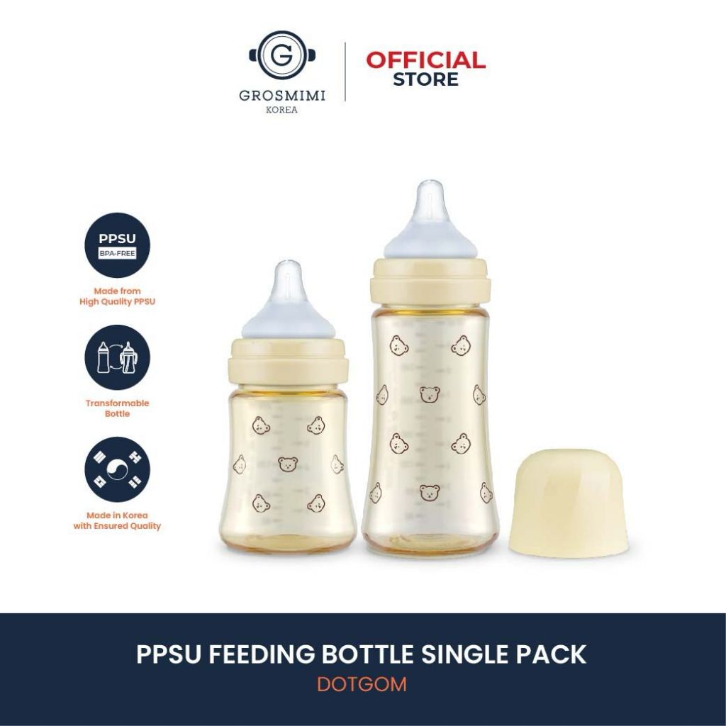 Jual GROSMIMI PPSU Dotgom Feeding Bottle Single Pack 200/300ml (with ...
