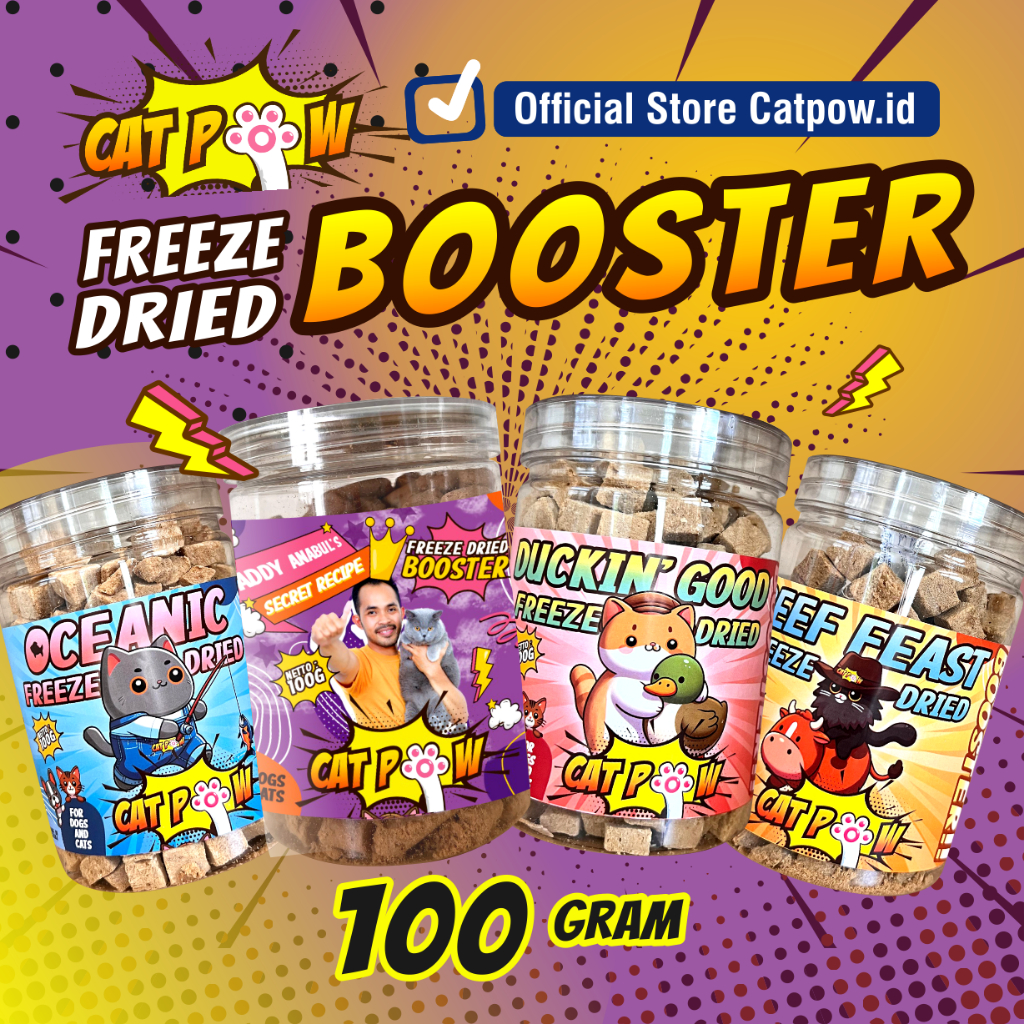 Jual CATPOW Freeze Dried Booster Duck Fish Beef Pet Snack Dogs Cats 100 ...