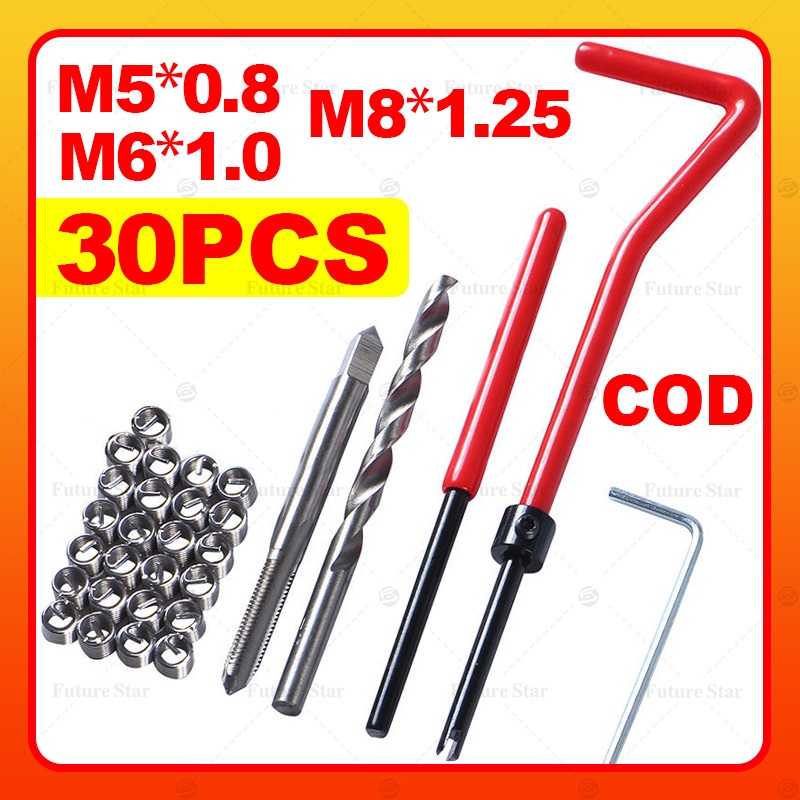 Jual M5 M6 M8 30pcs Set Thread Repair Kit Recoil Helicoil Untuk Baut ...