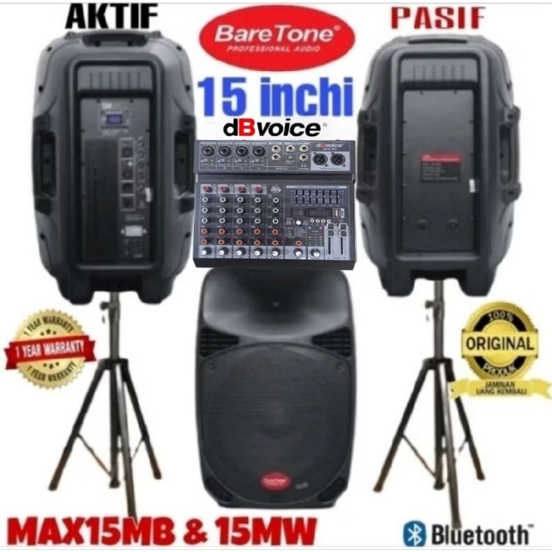 Jual Paket Speaker Aktif Pasif Baretone 15 inch 15MB 15MW Mixer 6 Channel Dbvoice Original Sound ...