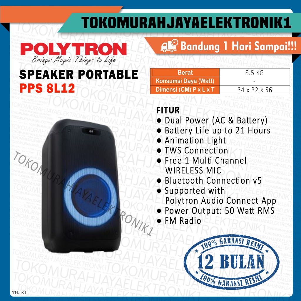 Jual Speaker Party Portable Polytron Bluetooth PPS 8L12 Karaoke ...