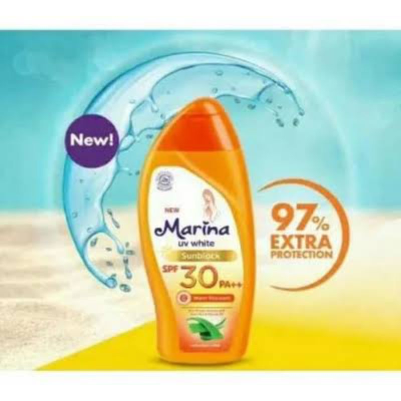 Jual MARINA UV WHITE SUNBLOCK WATER RESISTANT SPF 30PA++ 85ML | Shopee ...