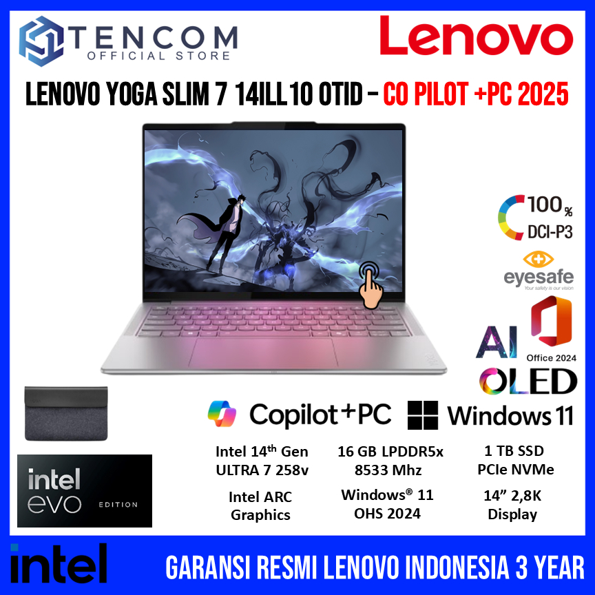 Jual Laptop AI Lenovo Yoga Slim 7 14 OLED touch 2025 Ultra 7 258v 32GB ...