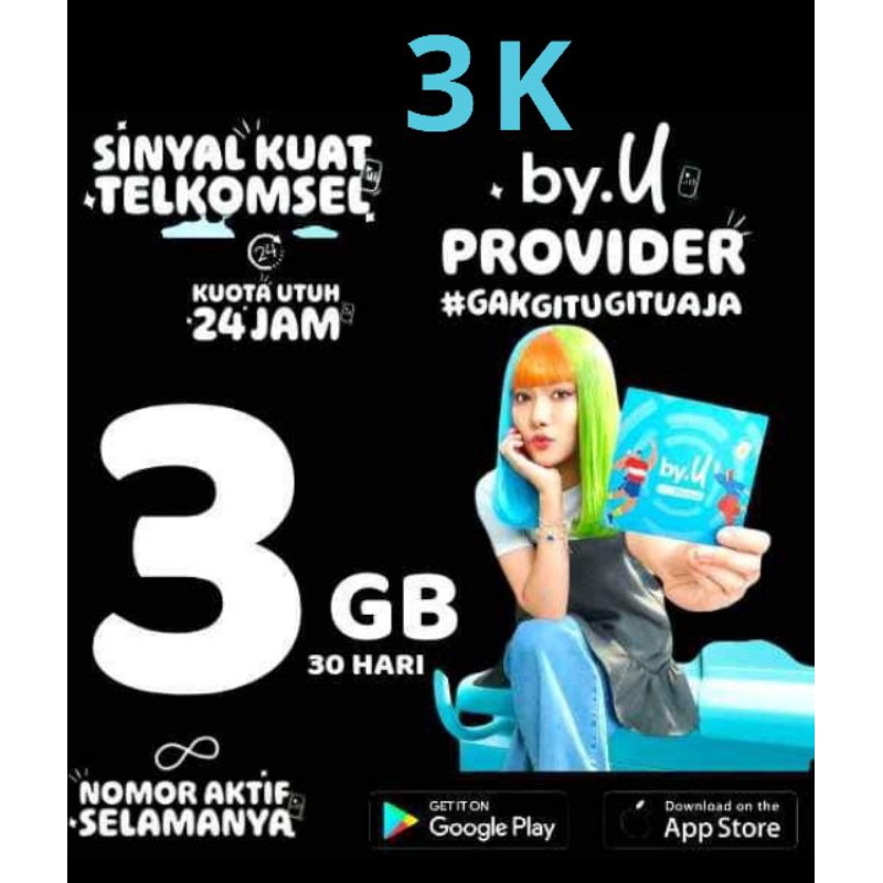 Jual KARTU perdana Telkomsel Byu 3GB 30 hari masa aktif selamamya ...