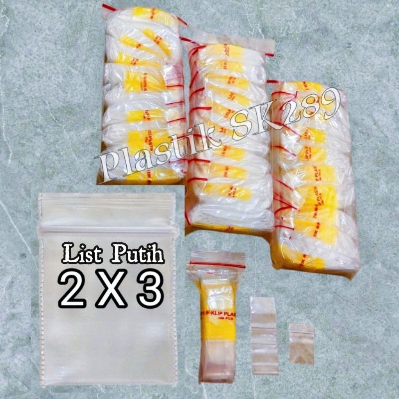 Jual PLASTIK KLIP 2X3 LIST PUTIH 1SLOP ISI 1000 LEMBAR / ZIPPER ZIPLOCK ...