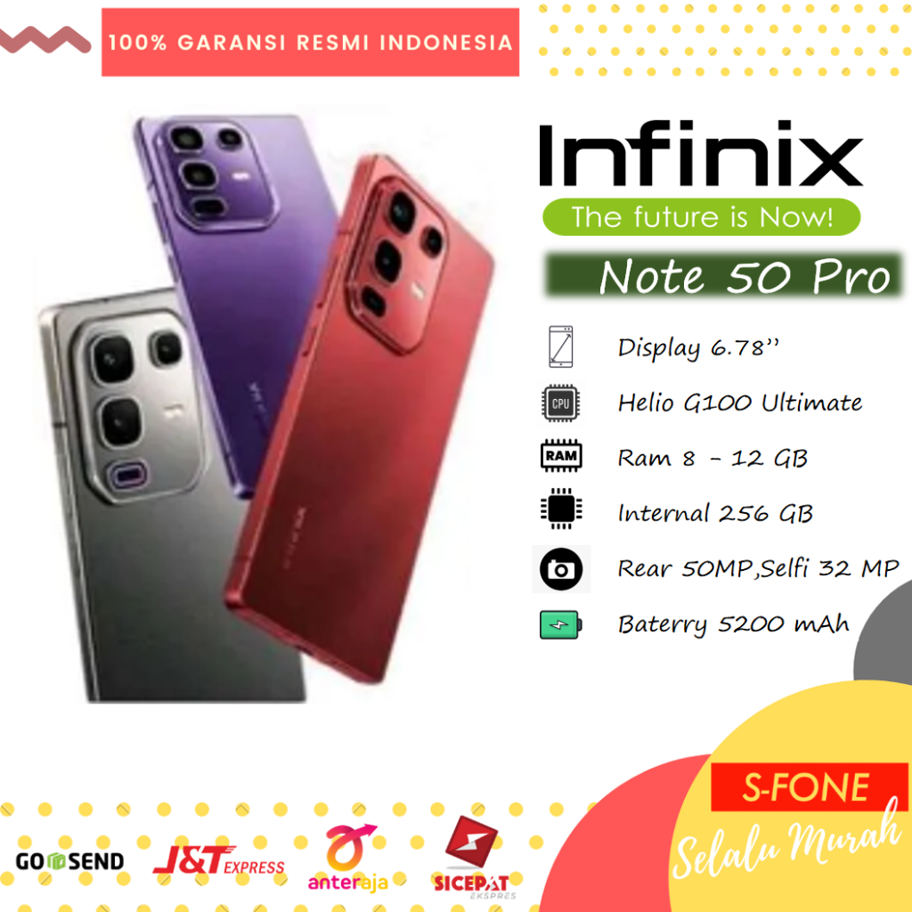 Jual Infinix Note 50 4G/ Note 50X 5G / Note 50S 5G/ Note 50 PRO 4G 8/256GB Garansi Resmi ...