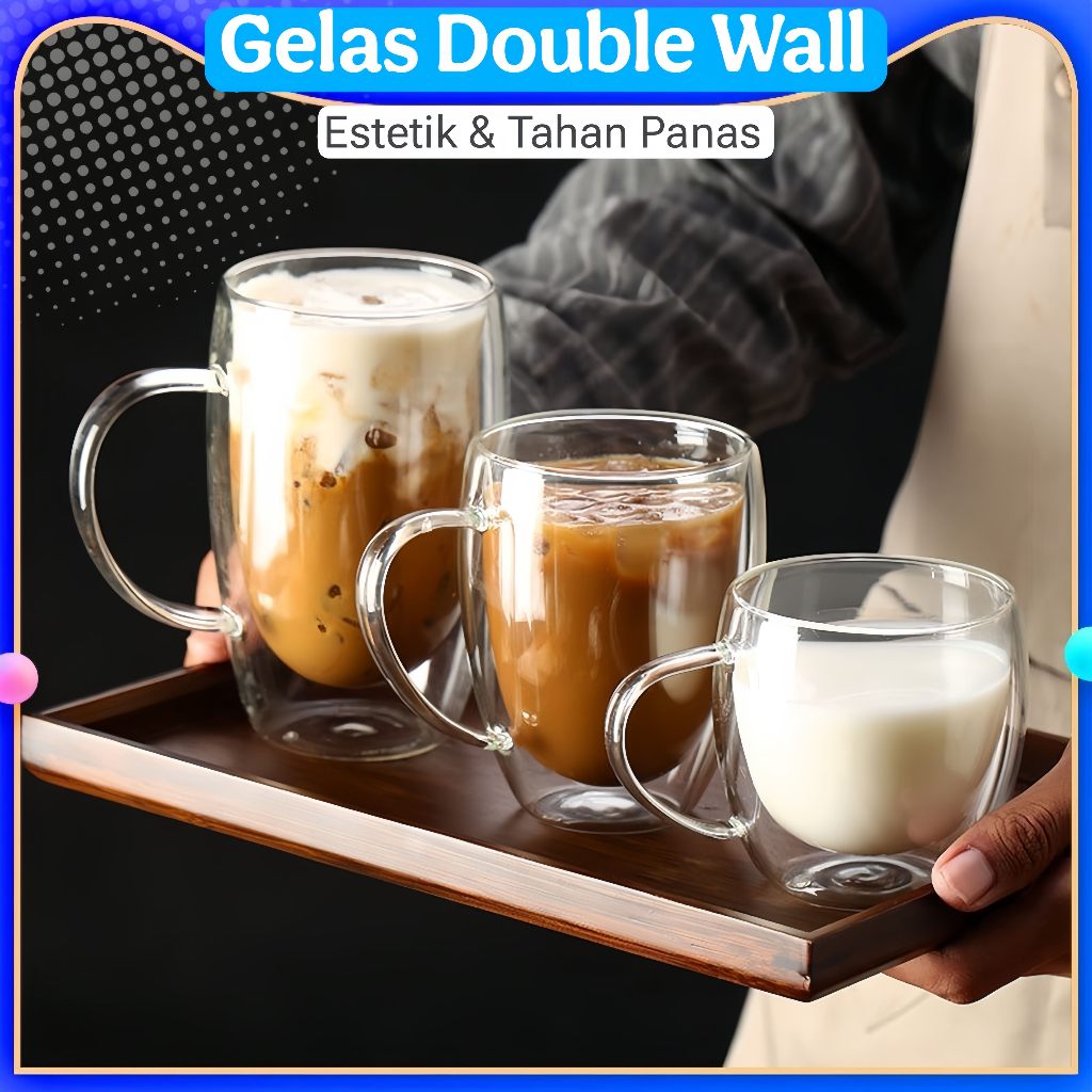 Jual One Two Cups Gelas Aesthetic Gelas Kopi Kaca Double Wall Anti Panas Cangkir Kopi Aesthetic ...
