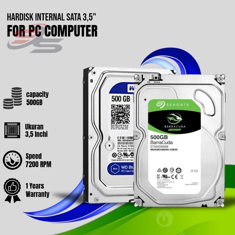 Jual Hardisk PC 500GB WD Blue/ BarraCuda 3.5 Sata Speed Rpm 7200 HDD PC ...