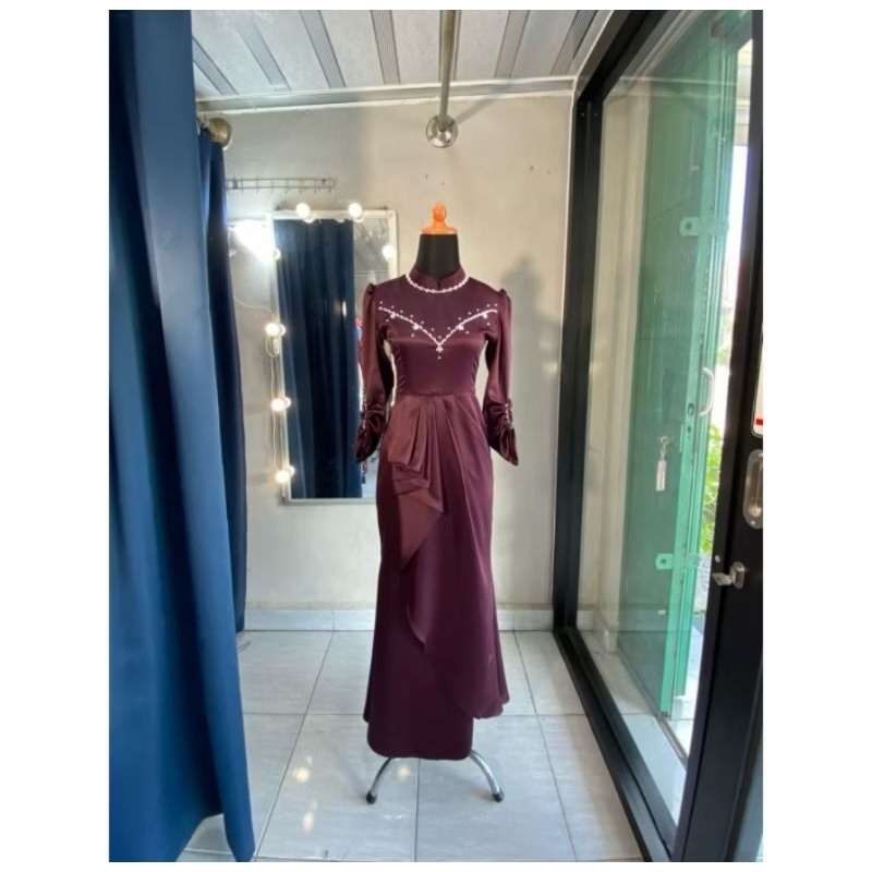 Jual [ Terlaris!!! ] Karisma Dress Simple Mewah Slim Fit | Gamis Pesta ...