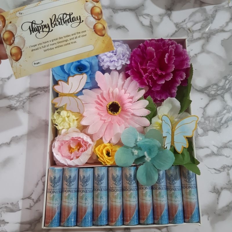 Jual Bloom Flower Money Box Hadiah Ulang Tahun, Anniversary, Graduation, Tanda Terimakasih Guru ...