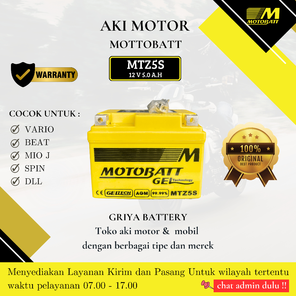 Jual Motobatt MTZ5S Aki Motor Kering dengan Teknologi Nano Gel – 100% Original, Cocok untuk ...