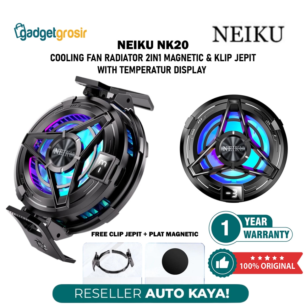 Jual Neiku NK20 Cooling Fan Radiator 2in1 Magnetic + Jepit With RGB Temperatur Display Free Plat ...