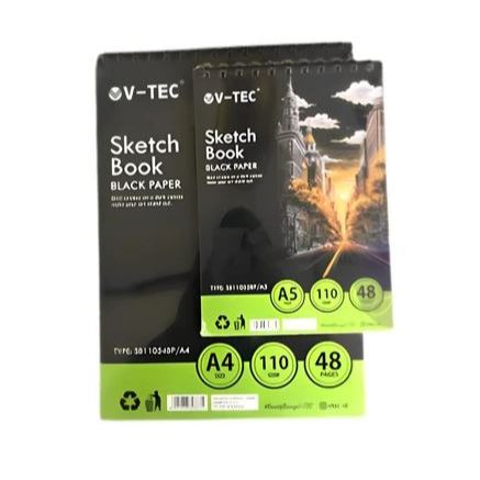 Jual VTec Sketch book Black Paper A4 A5 110 GSM 48 Page/ Sketchbook ...