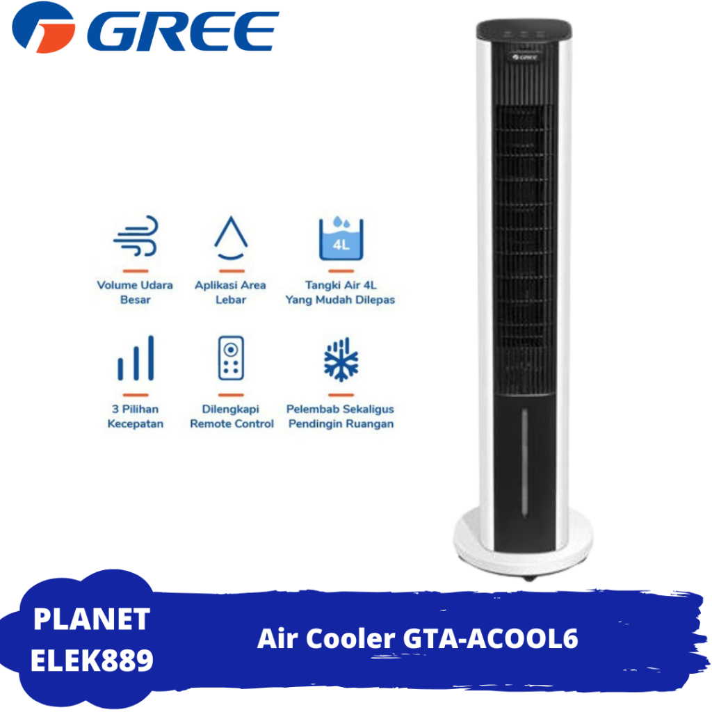 Jual GREE Tower Fan Air Cooler GTA-ACOOL6 Penyejuk / Pendingin Ruangan 6L | Shopee Indonesia