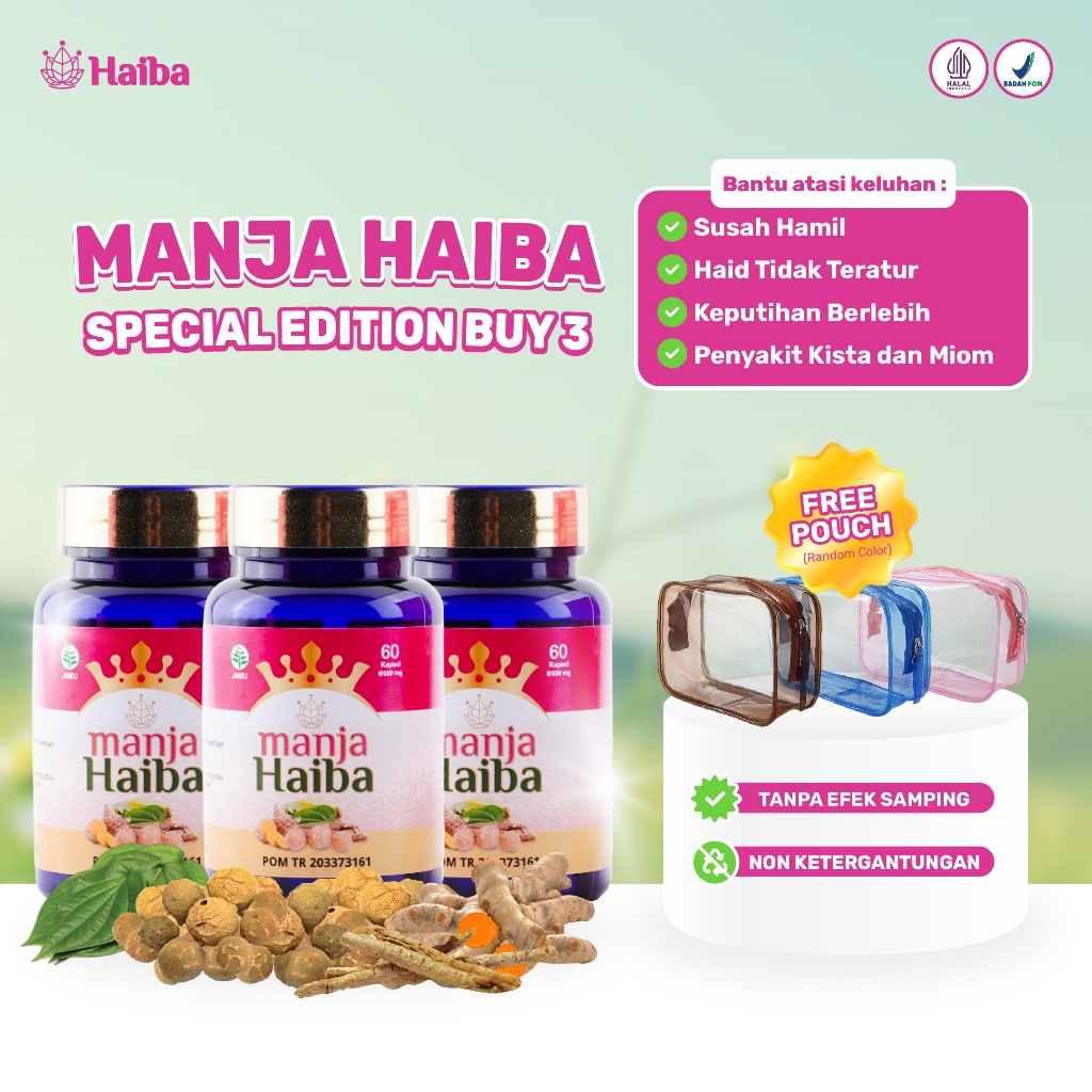 Jual (FREE POUCH BUY 2 GET 1) Manja Haiba Kapsul Manjakani-Solusi KEPUTIHAN, PROMIL BERBPOM ...