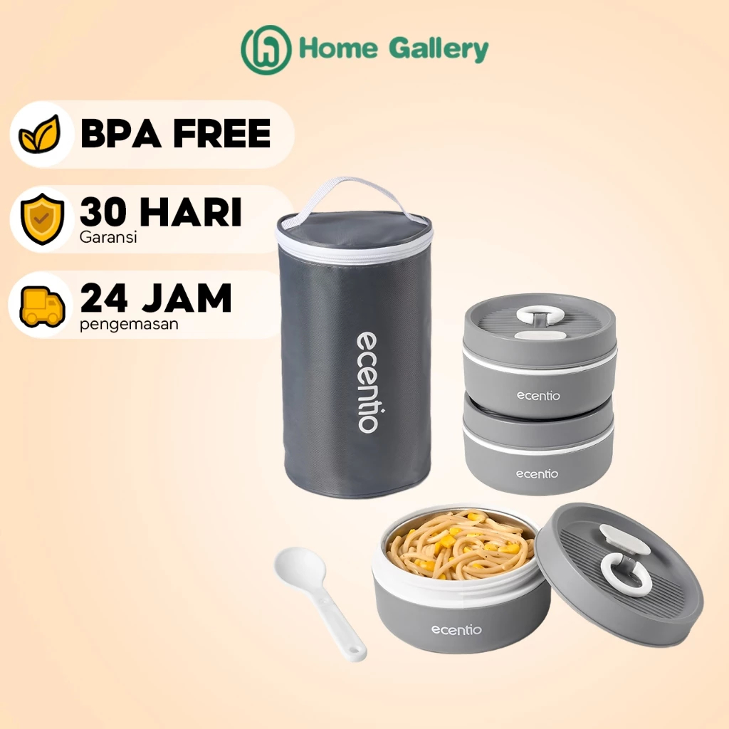 Jual ecentio Kotak Makan tas set 3pcs Portabel 304 Stainless Steel ...