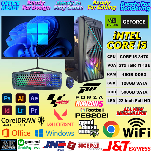 Jual PC GAMING FULLSET iNTEL CORE i5 3470 Gen 3Th Feat GTX 1050 Ti 4GB ...