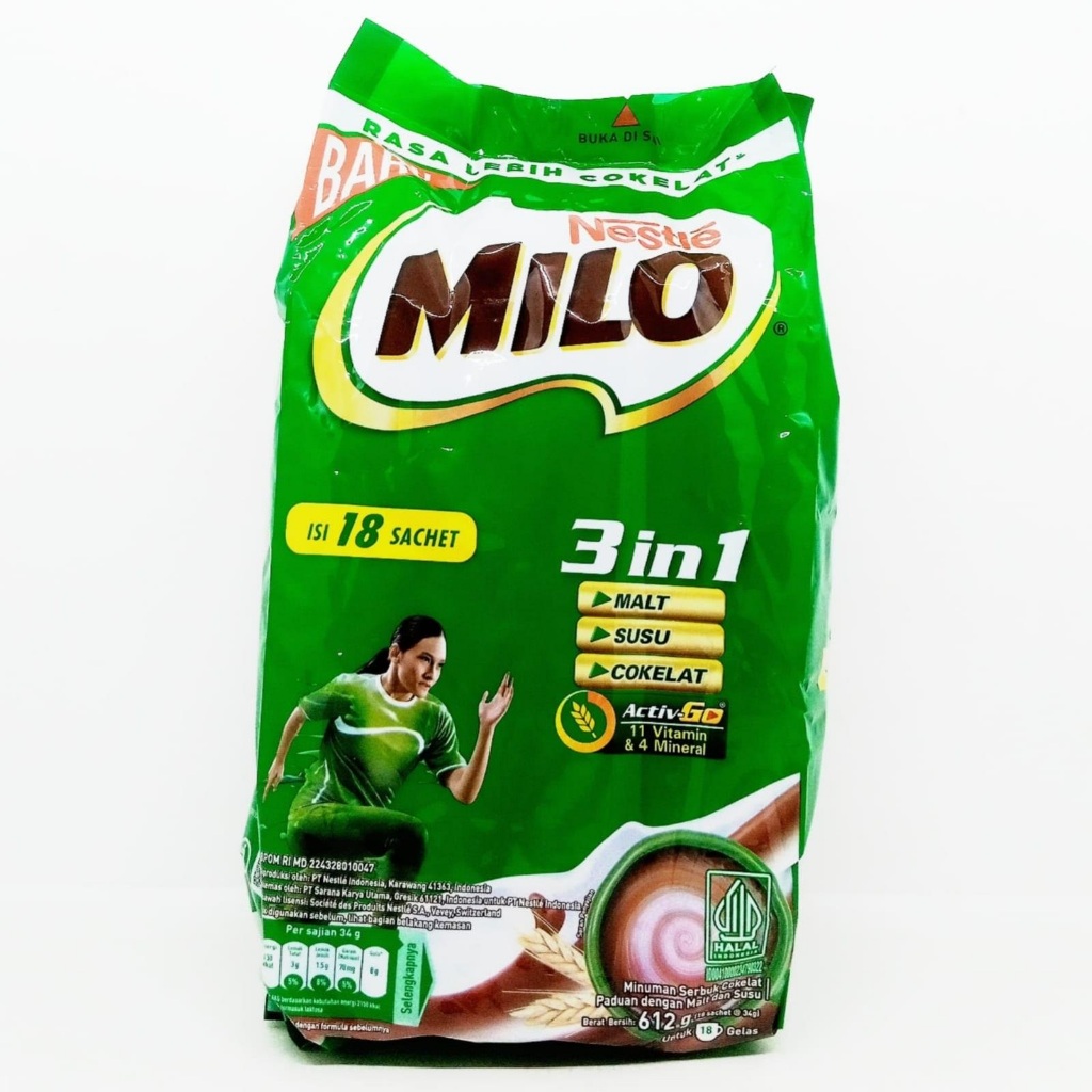Jual Nestle Milo 3 in 1 612 gr isi 18 Sachet x 34 gr | Shopee Indonesia