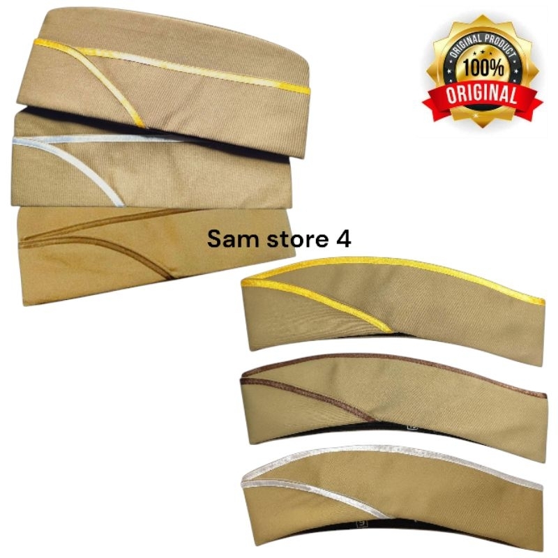 Jual Topi Mutz PNS Putra dan Putri | Topi Keki Pita Putih, Kuning dan ...