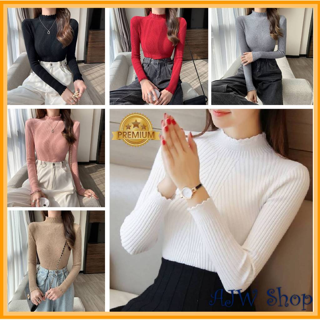 Jual AJW Inner Rajut Aisha Turtleneck Import Premium TW | Inner Dress ...