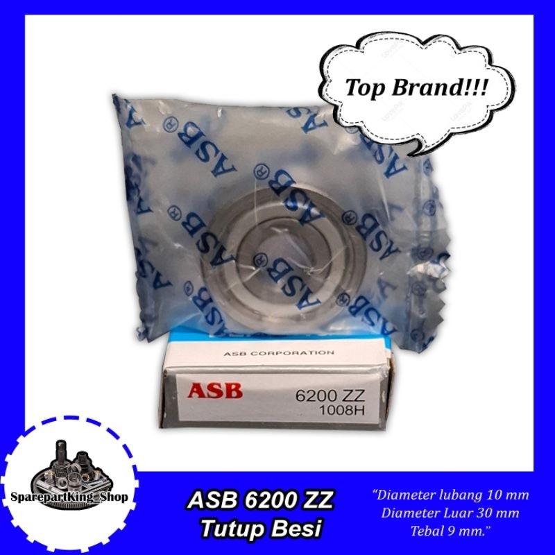 Jual Bearing ASB 6200 zz tutup besi dua sisi original 10x30x9 | Shopee ...