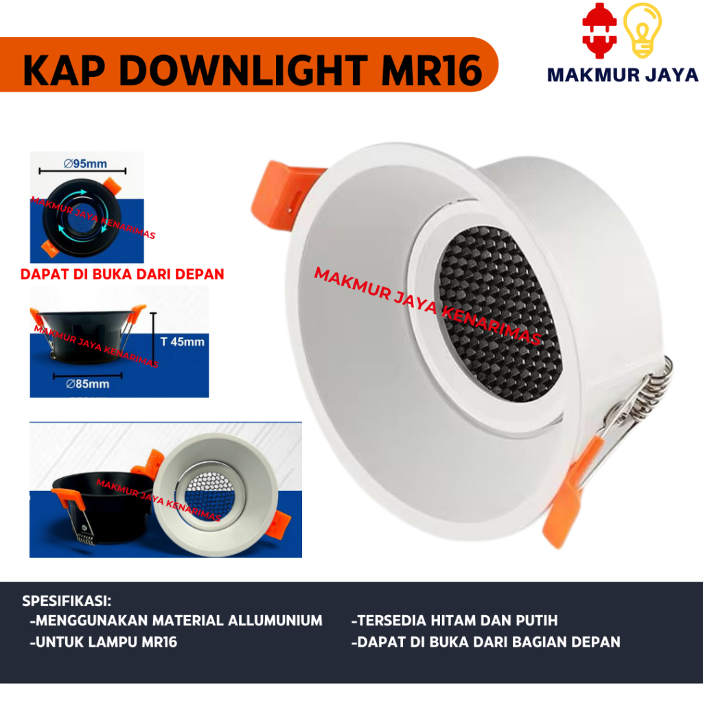Jual kap downlight mr16 corong / kap downlight mr16 /downlight pinhole ...
