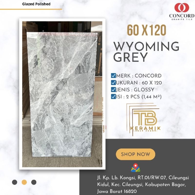 Jual Granit Lantai 60x120 Wyoming Grey | Glazed Polished | Shopee Indonesia