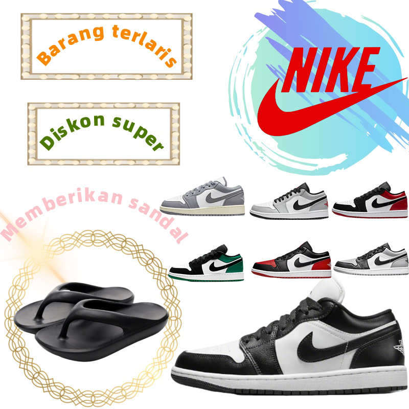 Jual COD Sneaker Sepatu Nike Air Jordan 1 Low Black White Panda ...