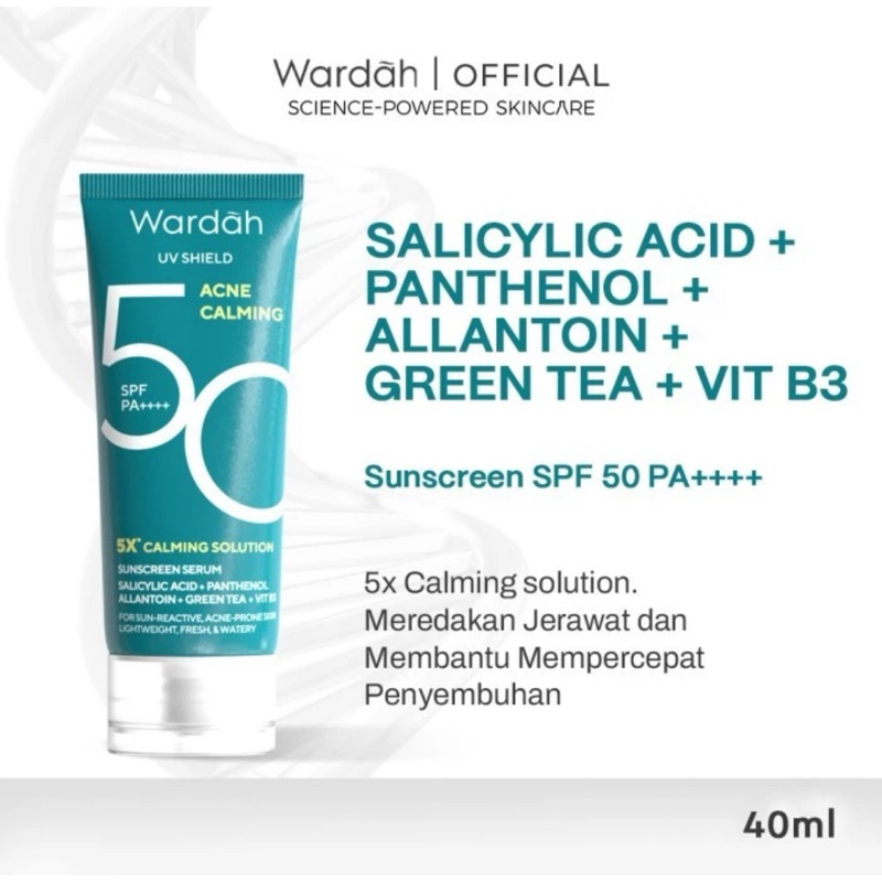 Jual WARDAH-UV SHIELD ACNE CALMING SPF 50+++ 40ml | Shopee Indonesia