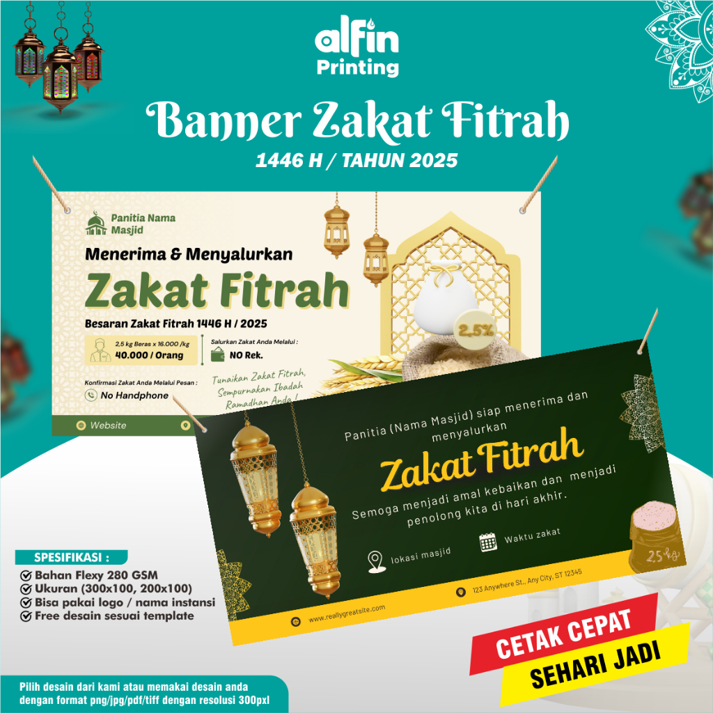 Jual Banner / Spanduk / MMT Zakat Fitrah Masjid Ormas Komplek Sehari ...