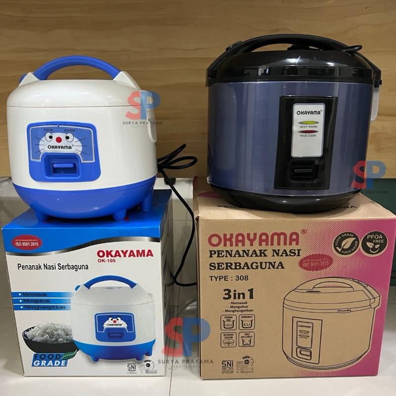 Jual Magic Com Okayama 1.8L OK-308 1.2L OK-105 3in1 Rice Cooker Penanak Nasi dan Kukus | Shopee ...