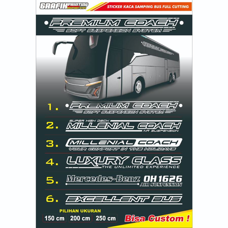 Jual STICKER STIKER DECAL DECALS KACA BUS PREMIUM COACH AIR SUSPENSION ...