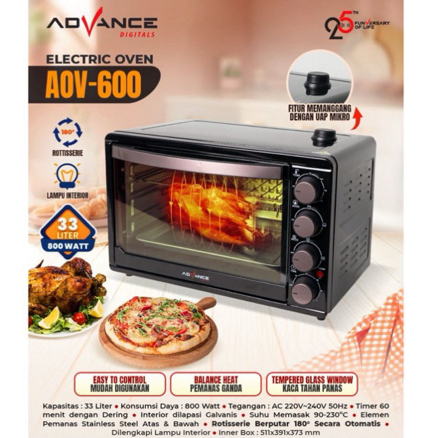 Jual Advance Oven Listrik AOV 600 Electric 33 Liter | Shopee Indonesia