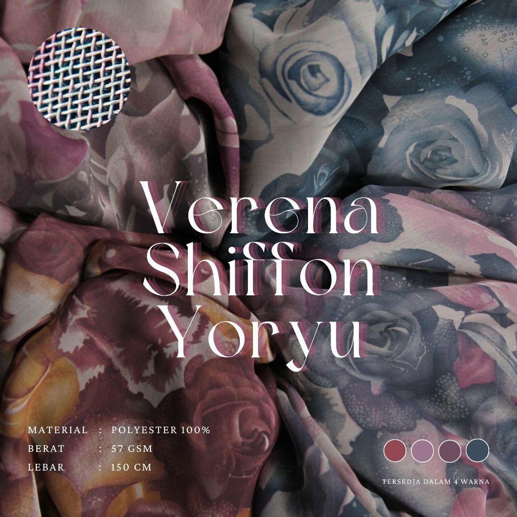 Jual VERENA SHIFON YORYU PRINT KAIN POLYESTER BAHAN GAMIS TUNIK ATASAN ...