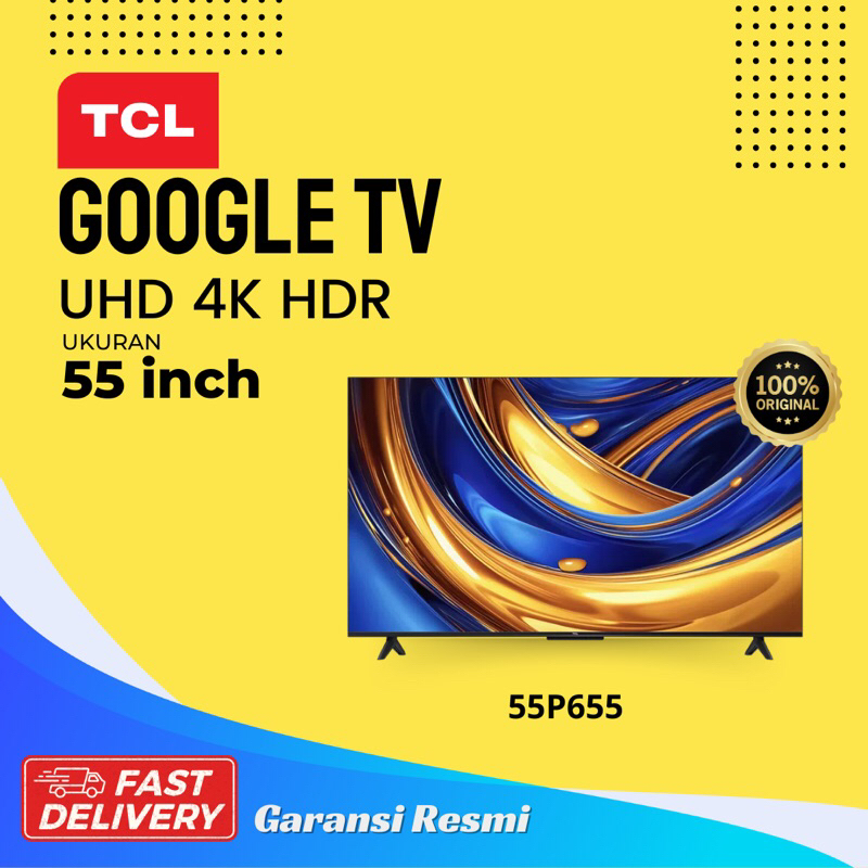 Jual GOOGLE TV 55 INCH TCL 55P655 UHD TV 4K HDR 10+ DOLBY VISION DOLBY ...