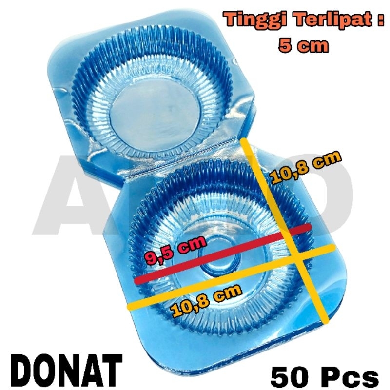 Jual Mika Plastik Kotak Bening Bulat DONAT DONUT Single Isi 50 Pcs ...