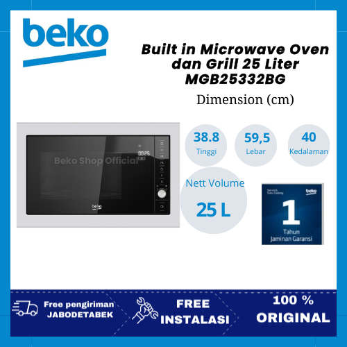 Jual Beko Built in Microwave Oven dan Grill 25 Liter MGB25332BG ...