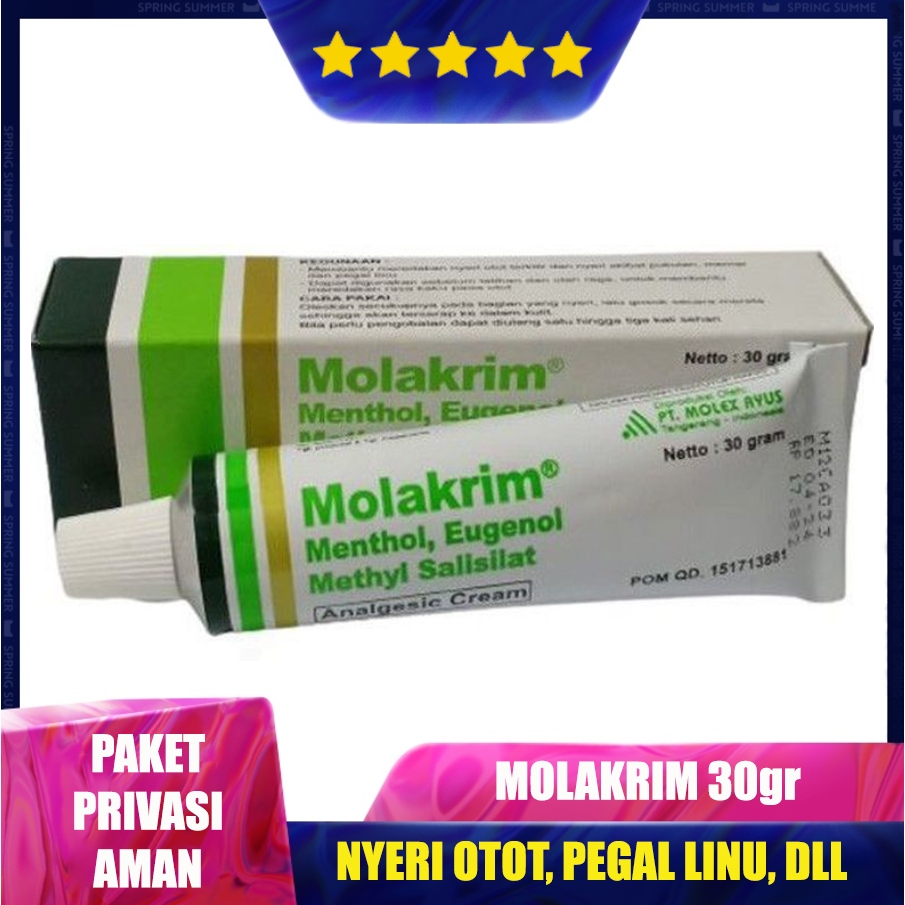 Jual Molakrim 30gr Salep Krim Obat Oles Untuk Nyeri Otot Terkilir dan Nyeri Akibat Pukulan ...