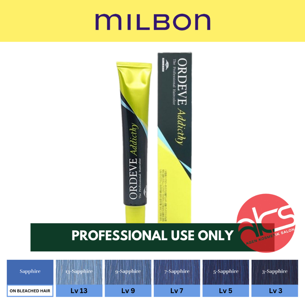Jual Cat rambut Jepang NEW MILBON ORDEVE ADDICTHY 7 SAPPHIRE Lv 7 80g | Shopee Indonesia