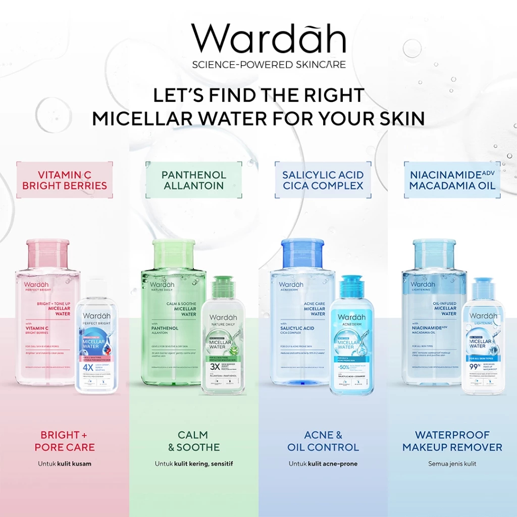 Jual WARDAH MICELLAR WATER ALL SERIES 100ML | BRIGHT & TONE UP | CALM ...