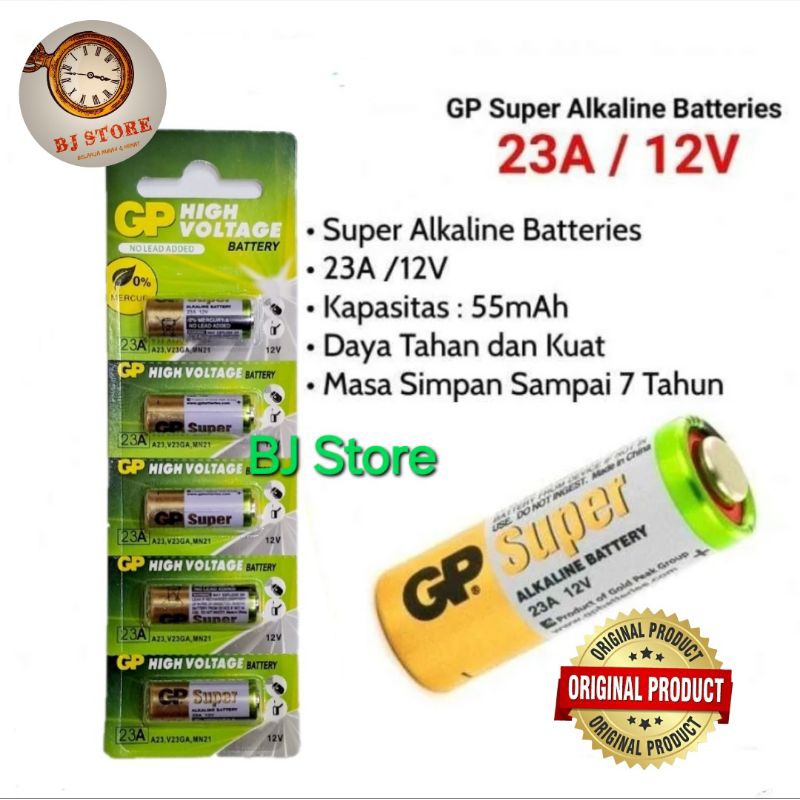 Jual Baterai 23A A23 VA23A EL 12 VR22 L1028 LR23A MN21 GP Original 12 Volt | Shopee Indonesia