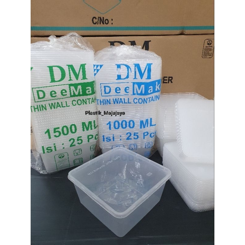 Jual Thinwall Square 1000ml 1500ml Kotak Makan Plastik Persegi / Thin ...