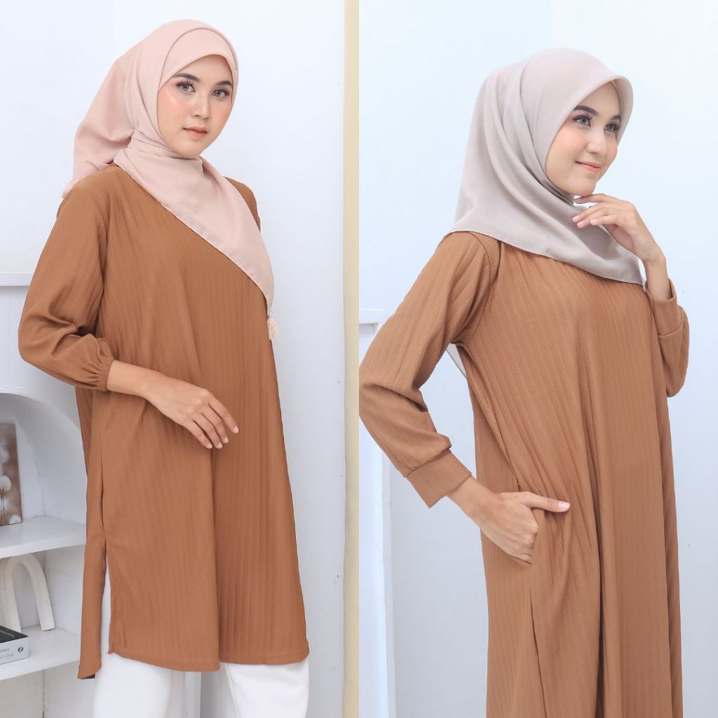 Jual Dilpi Tunik Baju Atasan Muslim Wanita Bahan Knit premium model ...
