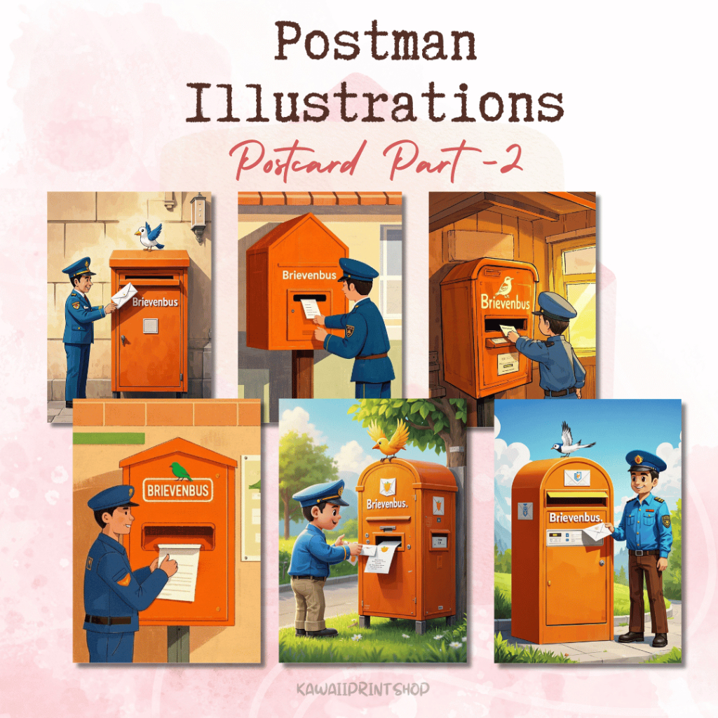 Jual Kartu Pos Gambar Ilustrasi Kotak Surat Petugas Pos | Brievenbus ...