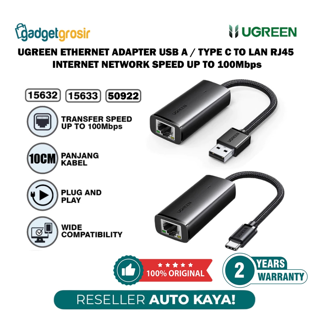 Jual UGREEN Ethernet Adapter USB A / Type C To LAN RJ45 Speed Up to ...