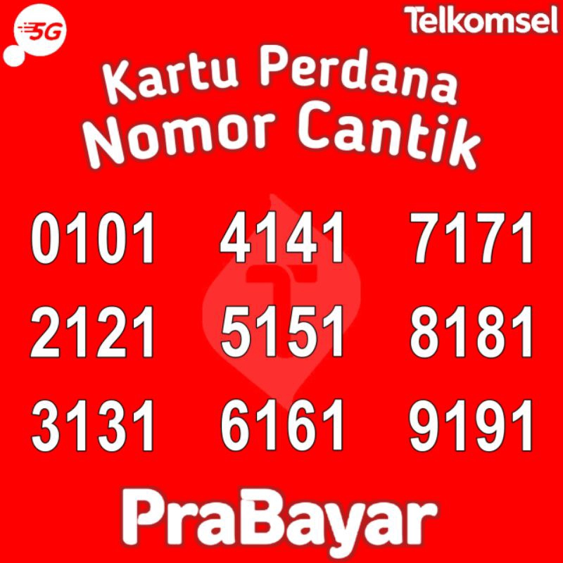 Jual Nomor Cantik Simpati 4g Lte Tahun Ekor Abab 0101 2121 3131 4141