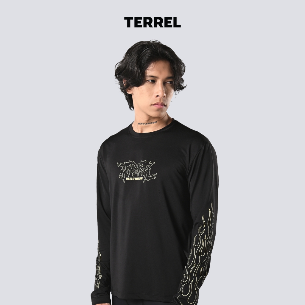 Jual Terrel sportswear Long Sleeve Terrel Fire Logo MoR Black | Shopee ...