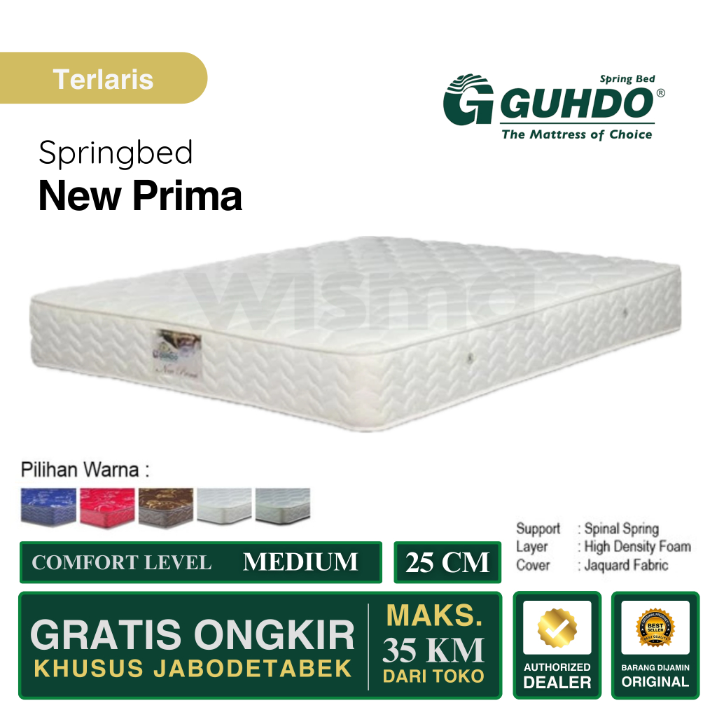 Jual Kasur Spring Bed GUHDO New Prima T25 Springbed 90 / 100 / 120 / 160 / 180 / 200 x 200 cm ...
