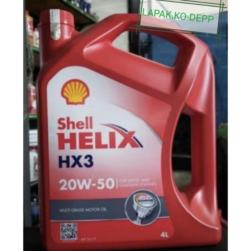 Jual OLI SHELL HELIX HX3 20-50W 4 LITER | Shopee Indonesia