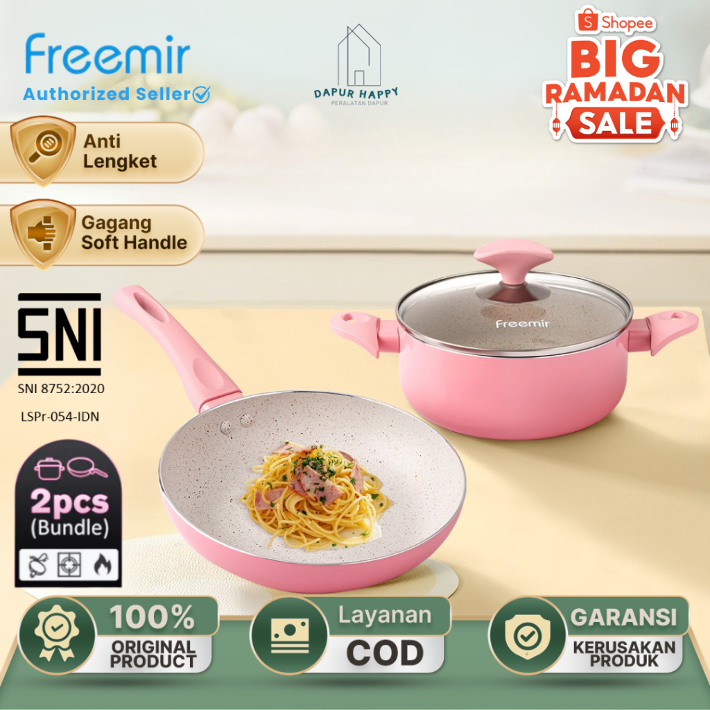 Jual [BUNDLE SALE] freemir Wajan Anti Lengket 20cm dan Panci Sakura ...